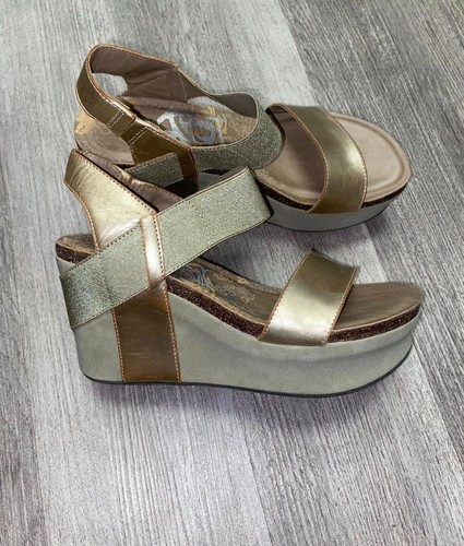 Women's OTBT Bushnell Gold/Metallic Platform Wedge Sandals Size 8.5M | eBay