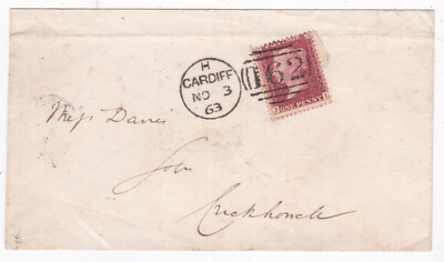 1863 QV 1d PENNY RED STAMP ON CARDIFF COVER (BEND AT TOP) TO ...