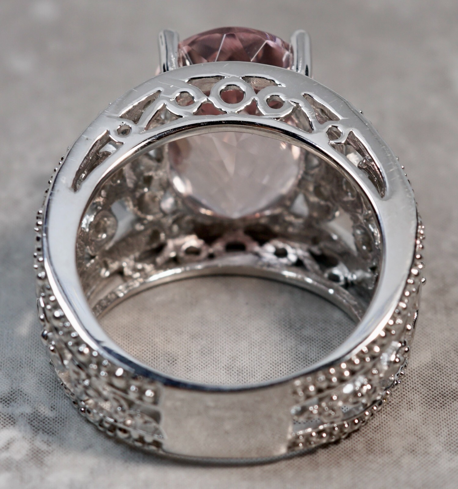 John C. Rinker JCR 18K White Gold Diamond Pink Topaz Floral Ring | eBay