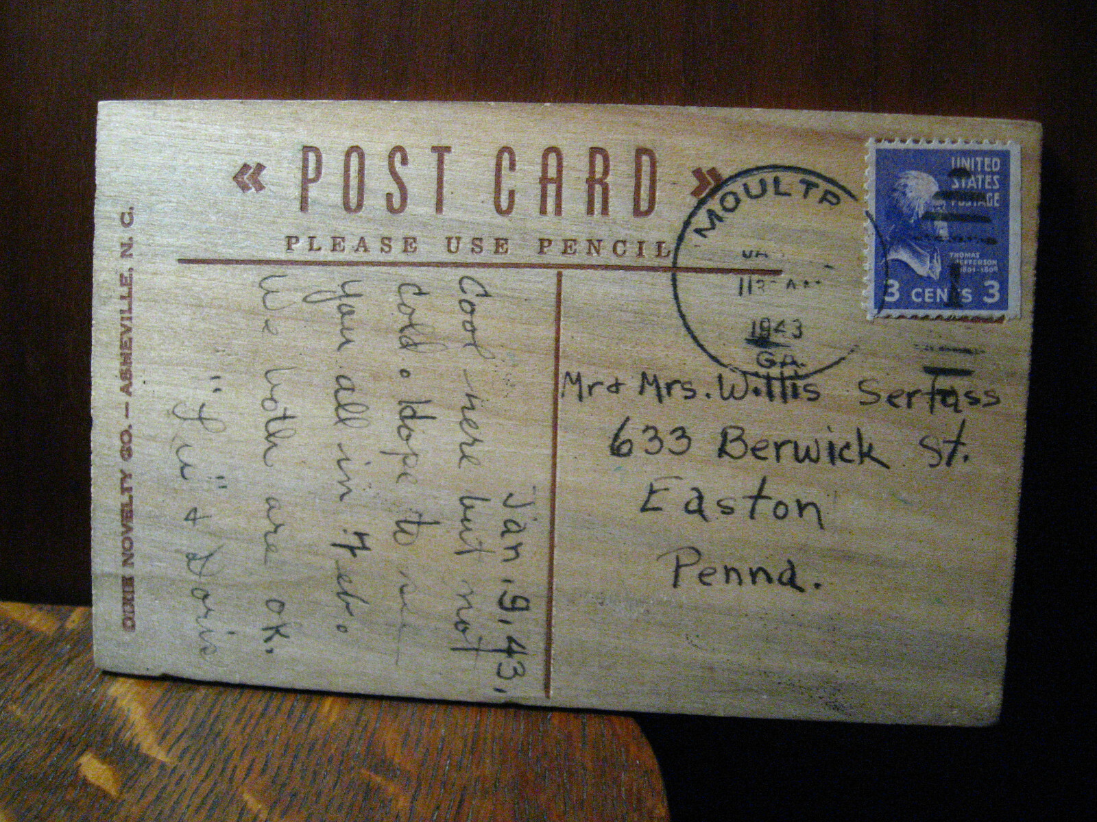 Spence Air Field Moultrie Georgia 1943 Wood Postcard - USA Air Forces ...