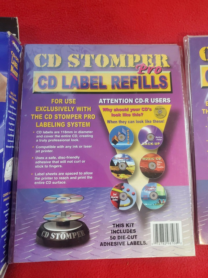 CD STOMPER PRO CD Label Refill 100 Die-Cut adhesive labels & CD & DVD ...
