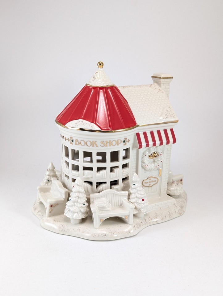 Lenox Mistletoe Park Book Store Lit Village Figurine Building Treasure ...