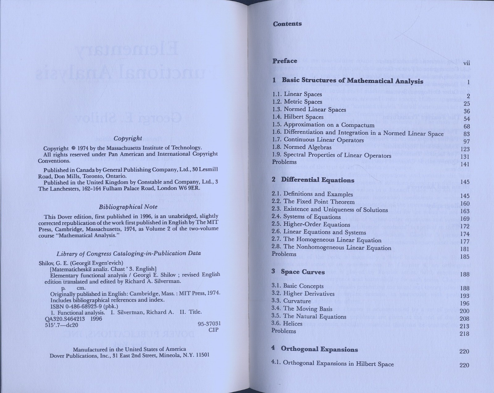 Dover Books on Mathematics Ser.: Elementary Functional Analysis by Georgi E. Shilov (1996, Trade ...