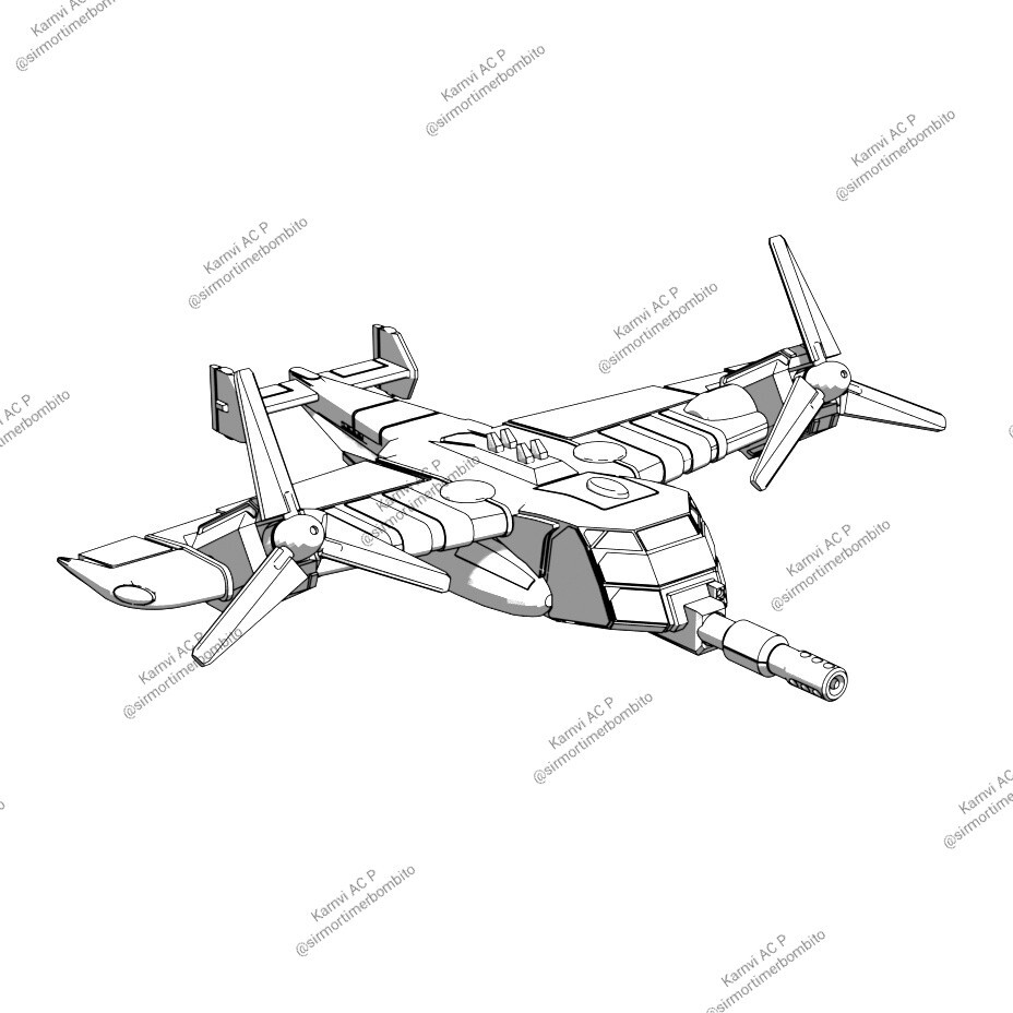 Battletech Alternative - Karnvi Tilt-Rotor AC20 Gunship x3 w/ Hex Bases ...