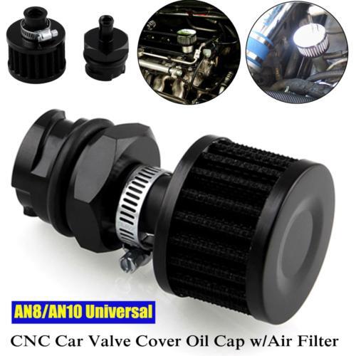 1×CNC Aluminum AN8/AN10 Connector Car Valve Cover Oil Hat w/Air Filter ...