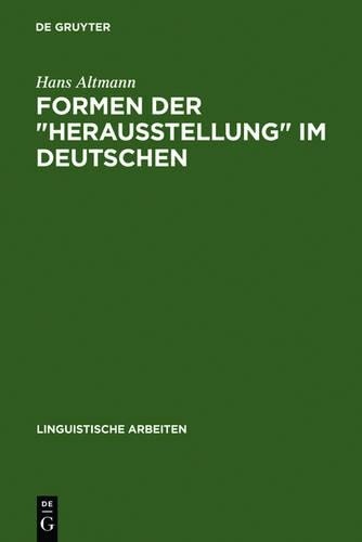 Hans Altmann Formen der "Herausstellung" im Deut (Gebundene Ausgabe) (US IMPORT) | eBay.de