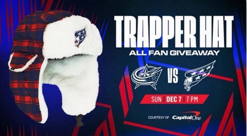 Washington Capitals Trapper Hat Cap SGA 12/7/25 Winter Christmas New ...