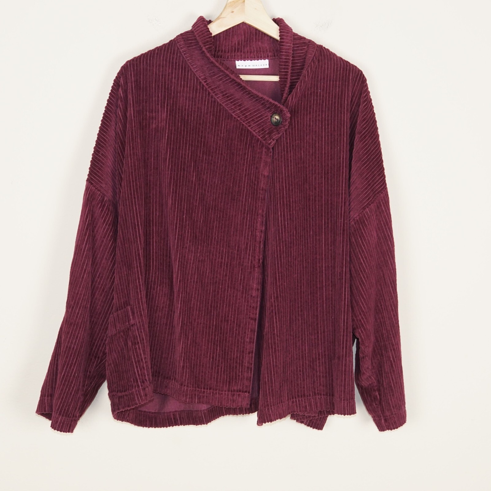 Bryn Walker Purple Berry Corduroy Ribbed Boxy Jacket … - Gem