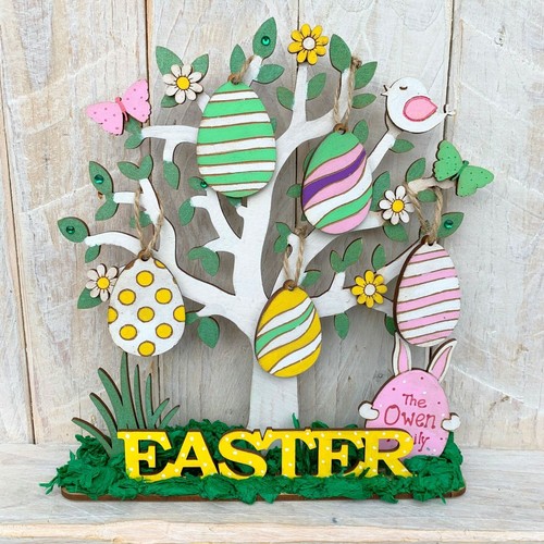 Wooden MDF Easter Tree with Decorations Easter Eggs Easter Display ...