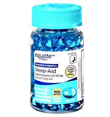 Equate Sleep Aid Softgels Maximum Strength 100 Count Ships Worldwide ...