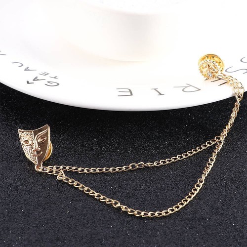 Fashion Lapel Pins Women Men Brooch Tassel Brooches Mask Tassel Chain ...