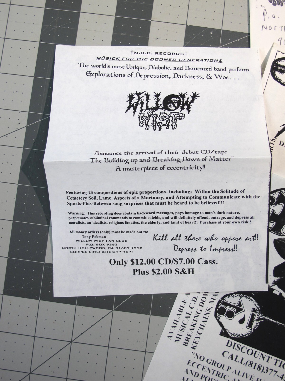vtg 1990s heavy metal flyer archive lot - Willow Wisp Glam Experimental ...