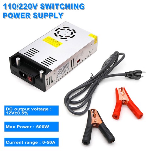 SMPS 110V AC to 12V DC 50A Converter Power Supply Adapter Switch ...