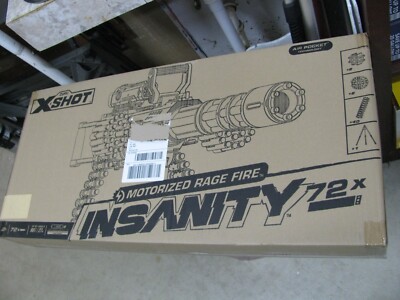 X-SHOT ZURU INSANITY RAGE FIRE Motorized Gatling Blaster MIB Tripod 72 ...