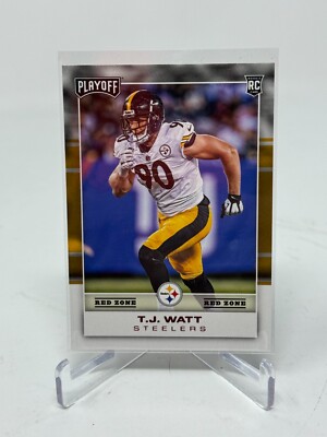 2017 Threads Football TJ Watt Red Zone Rookie RC Card #284 sc | eBay