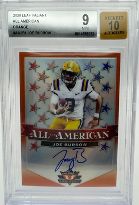 2020 JOE BURROW LEAF VALIANT ALL-AMERICAN ORANGE AUTO 9/50, 9MT/10GM # ...