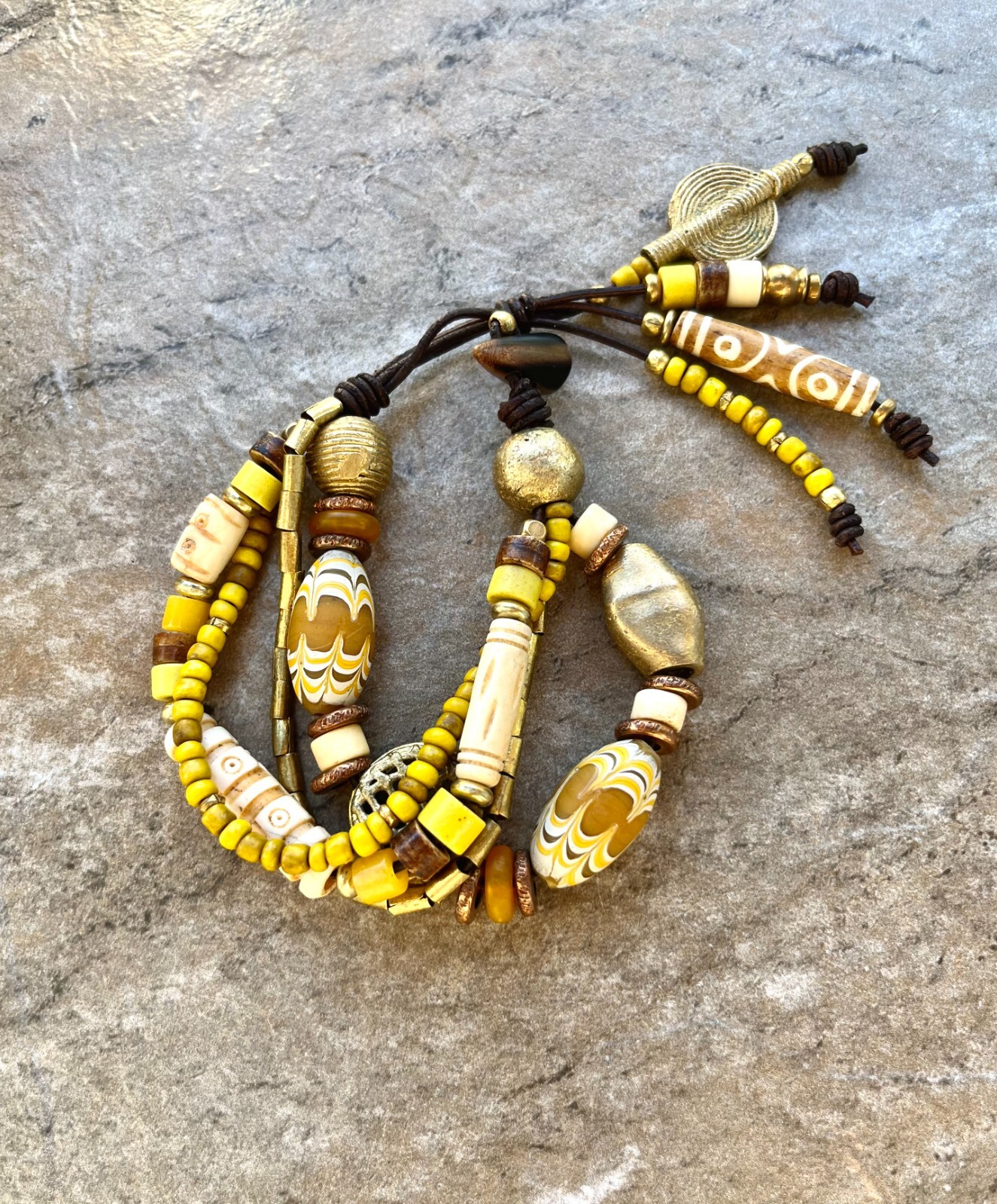 Multi Strand African Tribal Bracelet Golden and Yellow tones | eBay