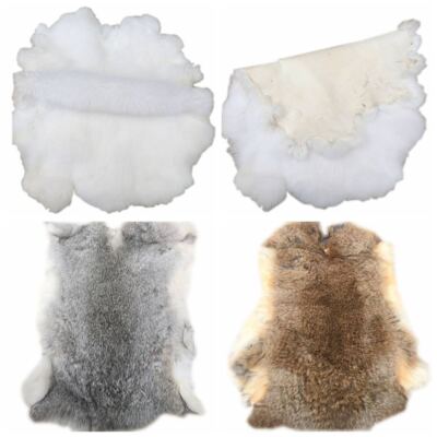Genuine Rabbit Fur Skin Natural Fluffy Fur Pelts Leather Clothing ...
