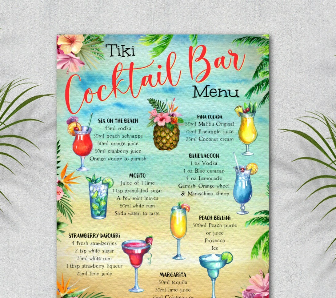 Tropical Drinks Menu