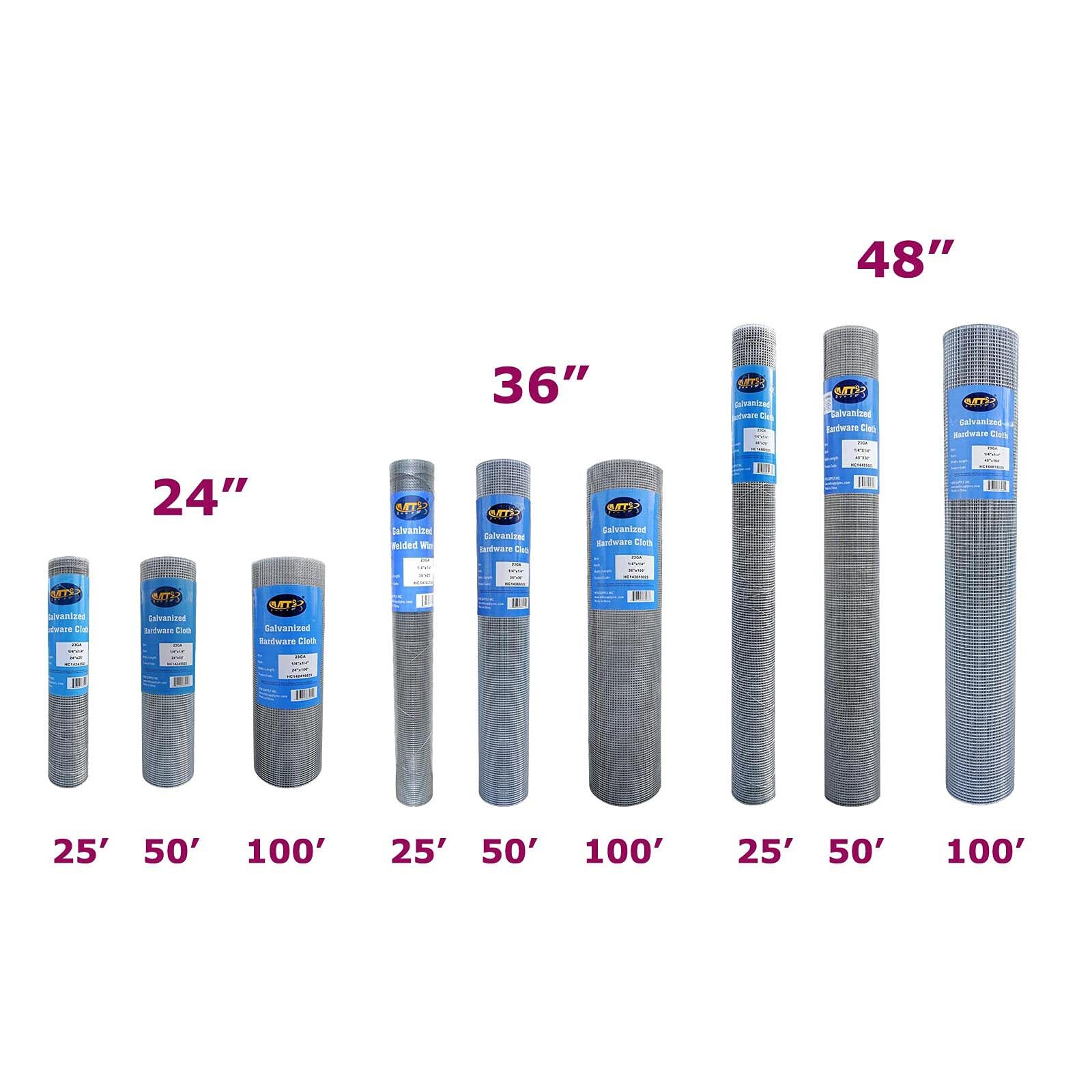 Galvanized After Welding Hardware Cloth 24 in x 25 ft - 1/4 x1/4 inch ...