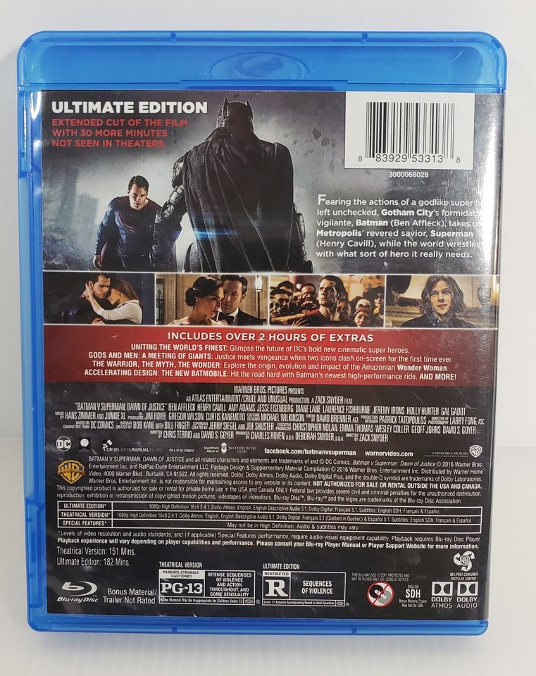 Batman v Superman Dawn of Justice Ultimate Edition, Blu-ray, DVD | eBay