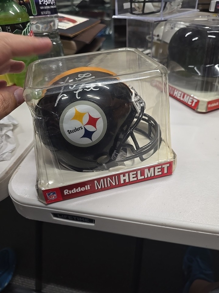 Larry Foote Double Side Autographed Signed Pittsburgh Steelers Mini ...