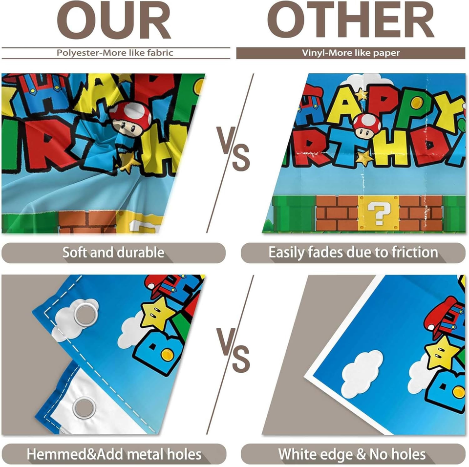 Super Mario Gold coin Backdrop Birthday Party Banner Photography ...