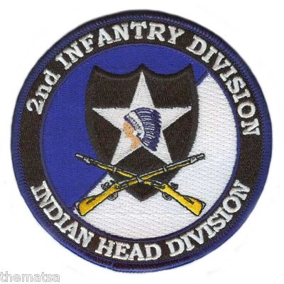 ARMY 2ND INFANTRY INDIAN HEAD DIVISION CROSSED RIFLES 4" EMBROIDERED ...