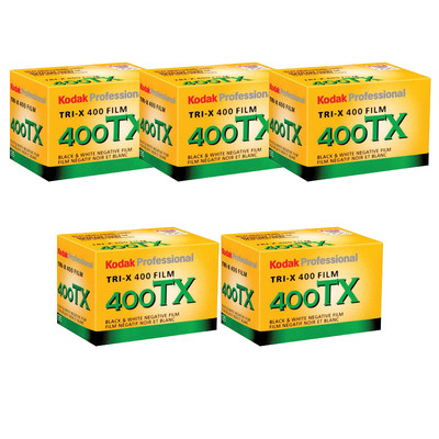 5 Pack Kodak Tri-x 400TX 36 Exposure Professional Black and White 35mm ...