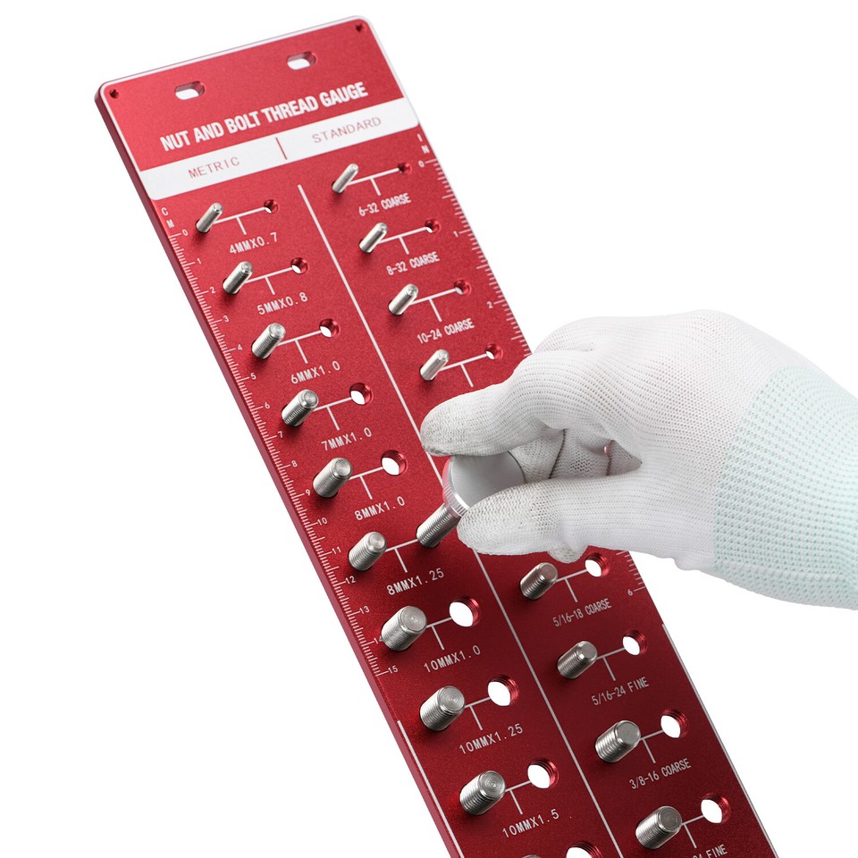 Nut and Bolt Thread Checker 28 Thread Identifier Gauge Inch and Metric ...