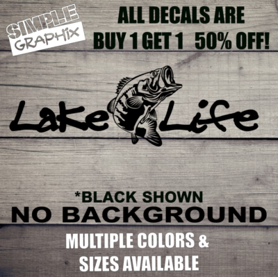 Lake Life Bass Vinyl Decal, Bumper Sticker, Largemouth bass, Fishing ...