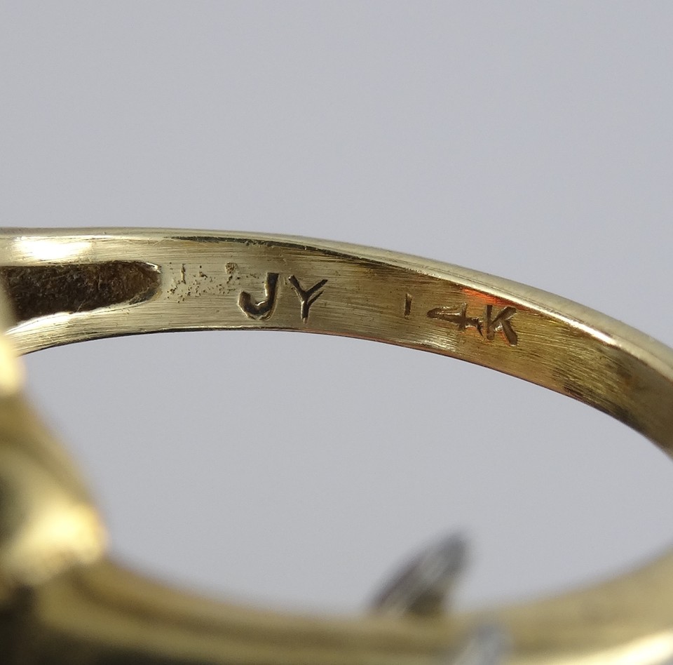 VINTAGE SIGNED JY SOLID 14K GOLD 3.4TCW GARNET CLUSTER COCKTAIL RING sz ...