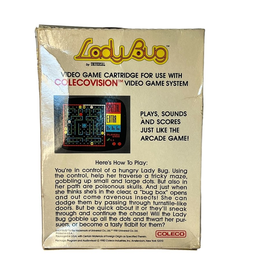 Lady Bug - ColecoVision Cartridge - w/ Box, Manual -VINTAGE UNTESTED | eBay