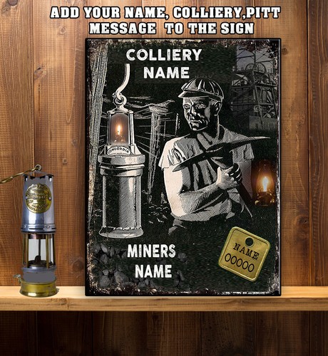 PERSONALISED MINERS PIT COALFIELD COLLIERY COAL Vintage Metal Wall Sign ...