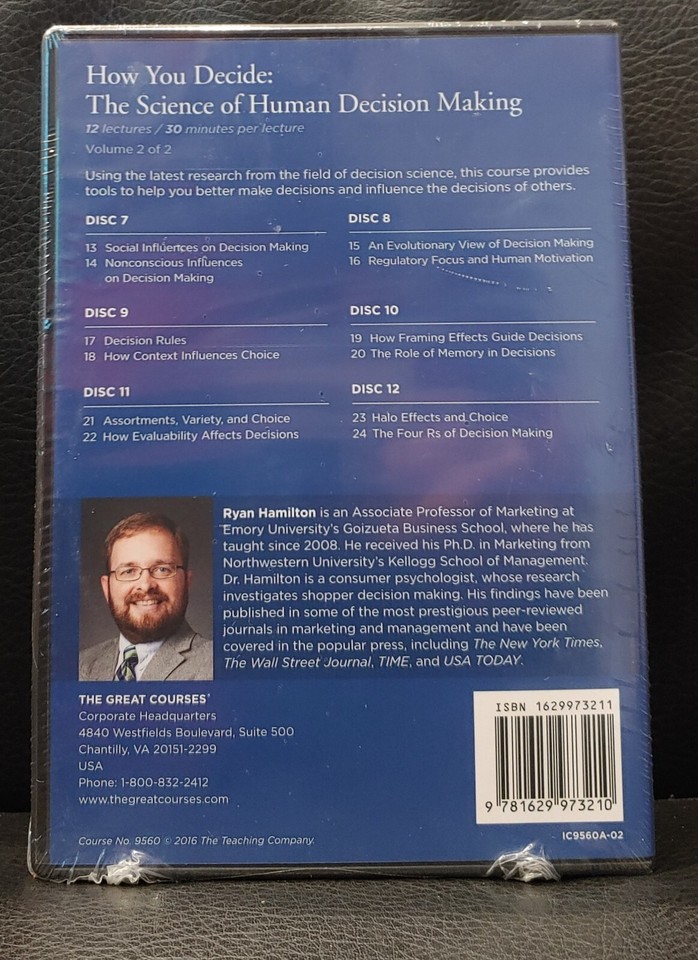 SEALED: Great Courses - How You Decide: Science of Human Decision ...