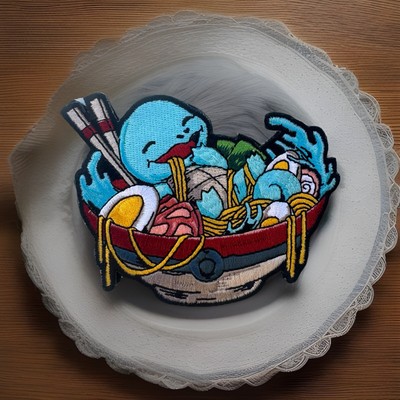 Squirtle Pokémon Ramen Bowl Embroidered Hook/Loop Morale Patch | eBay