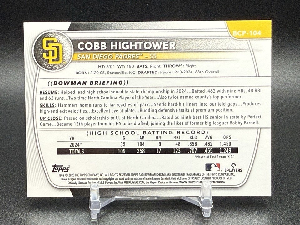 2025 Bowman - Cobb Hightower - 1st Bowman Gold Reptilian /50 | eBay