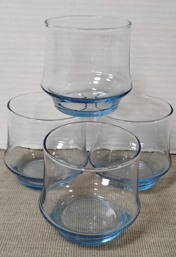 Libbey Glass Set Of 4 Lt Blue Azure Impromptuo 10oz Rocks Glasses Retro ...