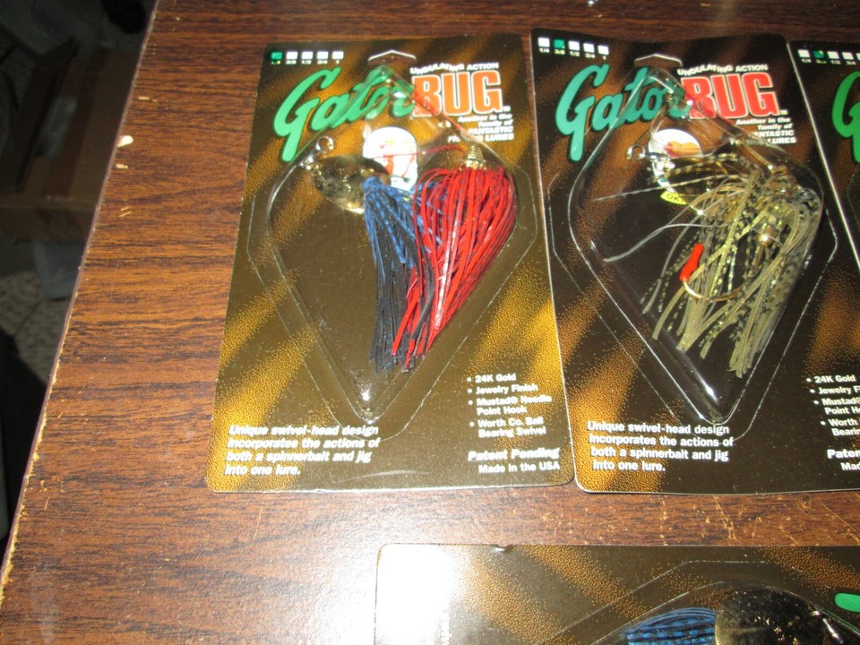 LOT OF 4 - GATOR BUG FISHING LURE BY OKIEBUG SIZE 1/4,1/4,3/8,3/8oz AB ...