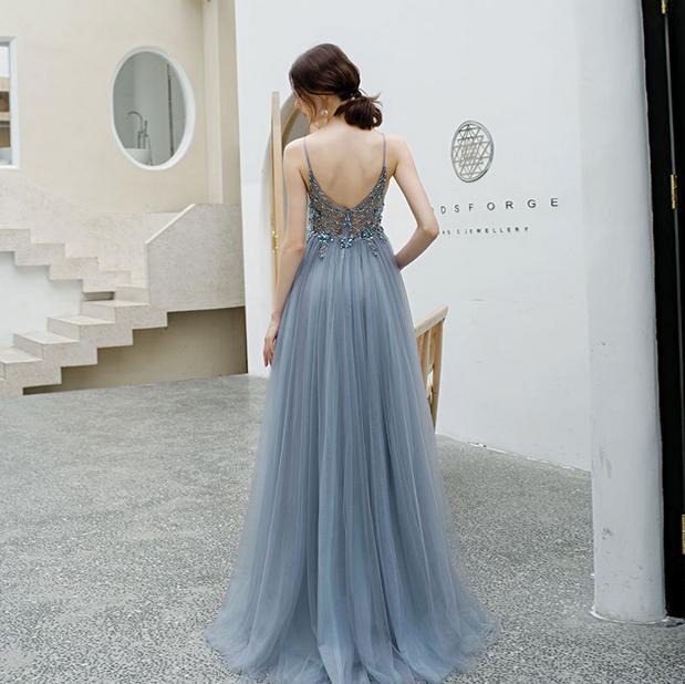 Women's Birthday Party Compere Full Dress Slim Fit Sleeveless Evening ...