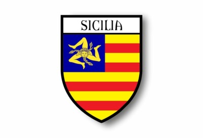 Stickers decal souvenir vinyl car shield city flag crest sicilia sicily italy r2 | eBay
