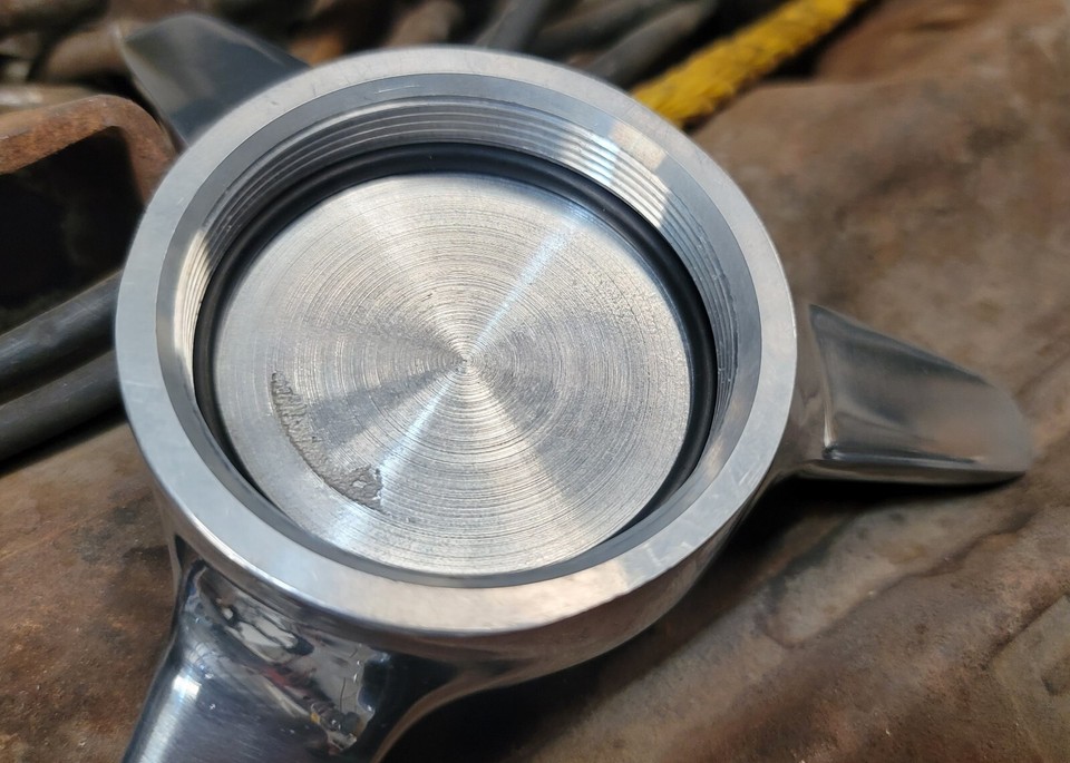 MOON Aluminum SPINNER CAP w Threaded BUNG Hot Rod MOONeyes Gas Tank vtg ...