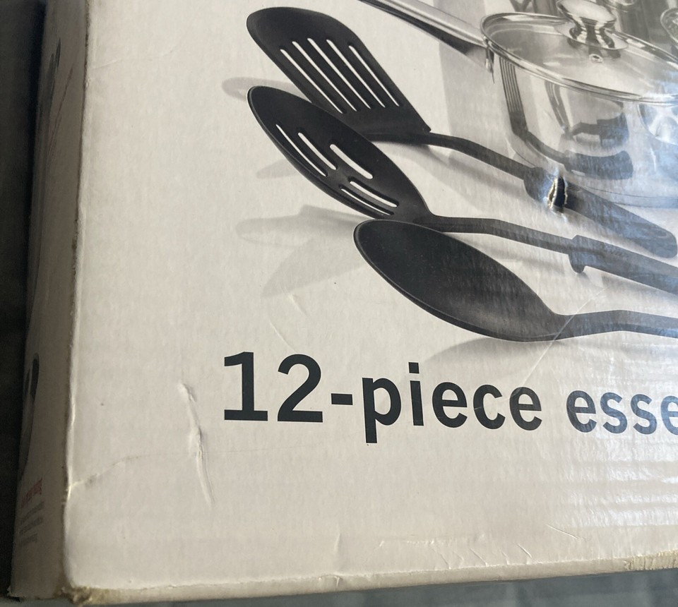 Cooks Essentials Stainless Steel Cookware 12 Piece Set Sauce, Fry Pan ...