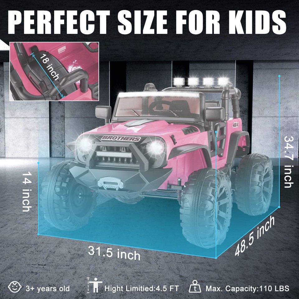 Electric Kids Ride On Car Power Wheels 24V Jeep Music Fashion w/Remote ...