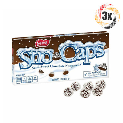 3x Packs Nestle Sno Caps Semi Sweet Chocolate Nonpareils Theater Box ...
