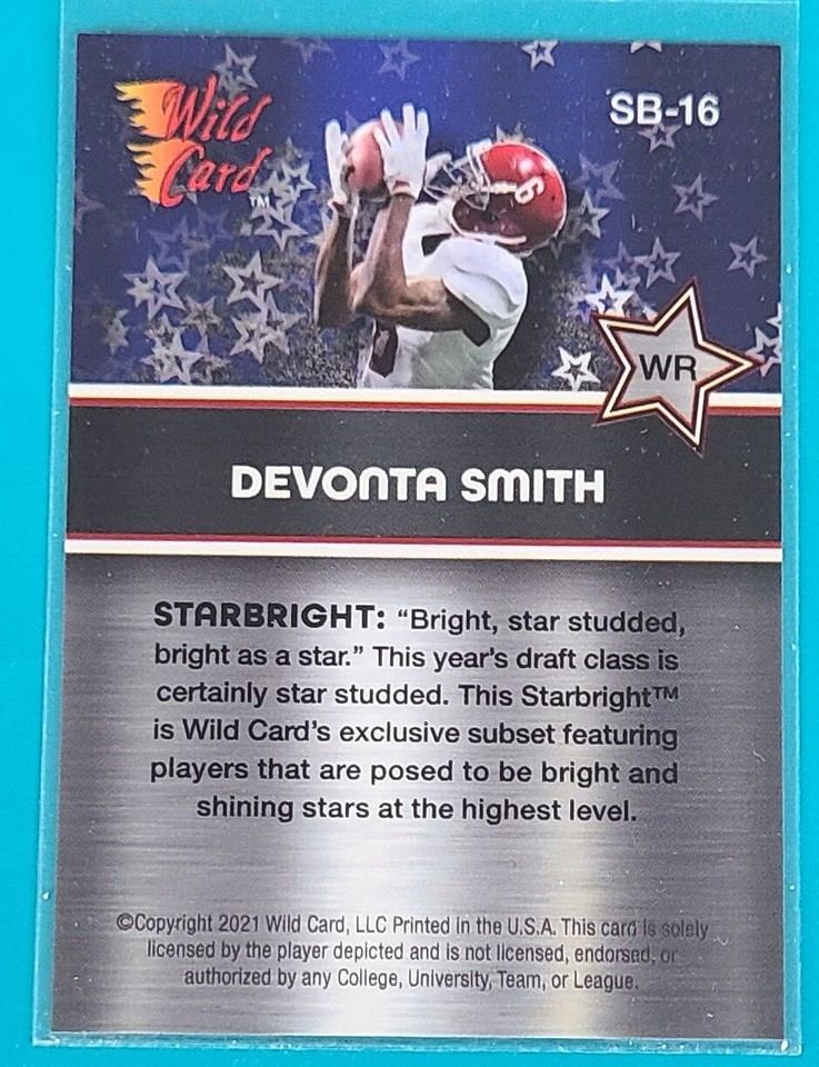 2021 Wild Card Alumination Starbright #SB-16 Devonta Smith Alabama Card ...