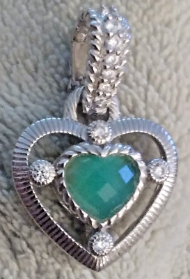 Judith Ripka Sterling Silver Green Chalcedony CZ Pendant Enhancer | eBay