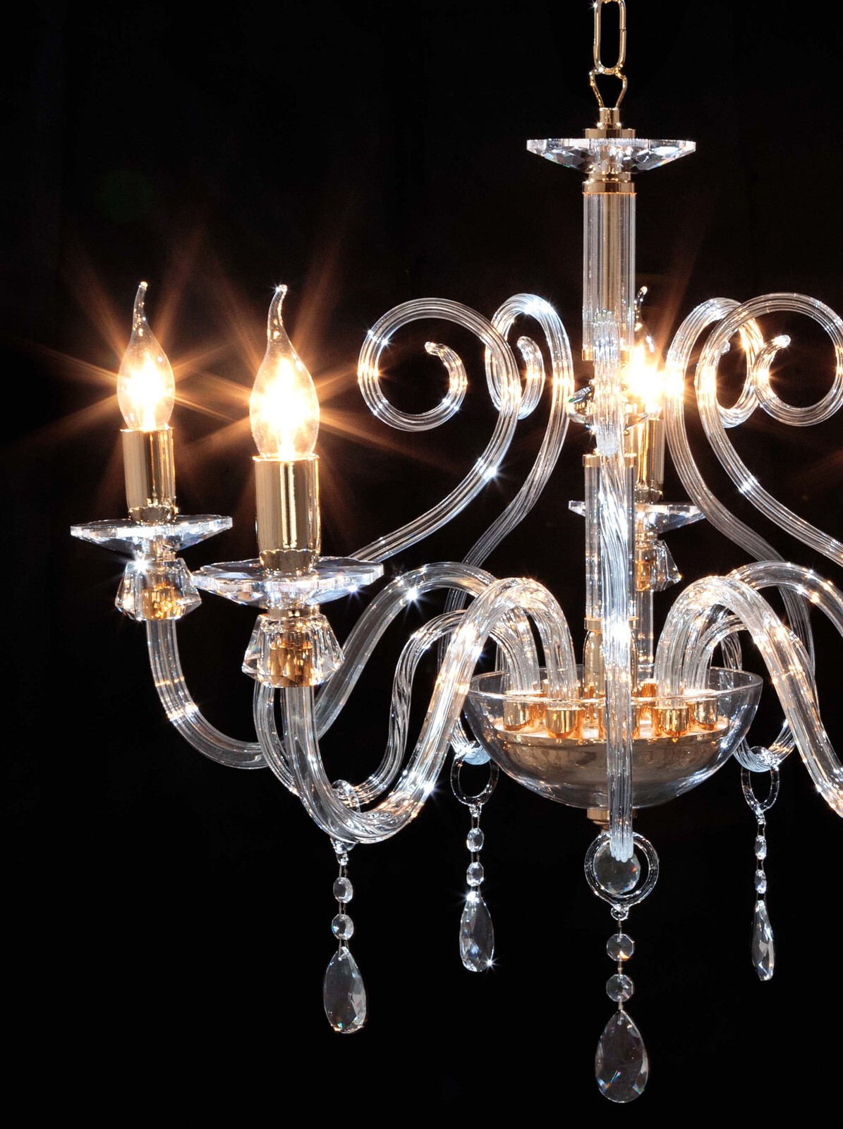 Lustre Classique en Cristal Transparent Or A 5 Lumières CL036 | eBay