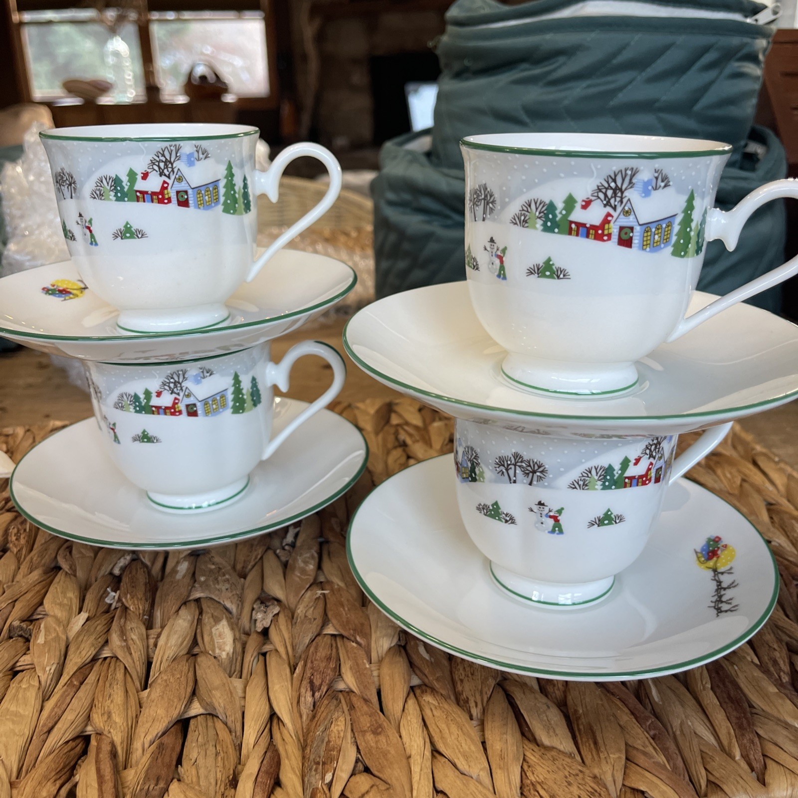 Lenox China Debut Collection Sleighride Cup And Saucer 4 Sets USA ...