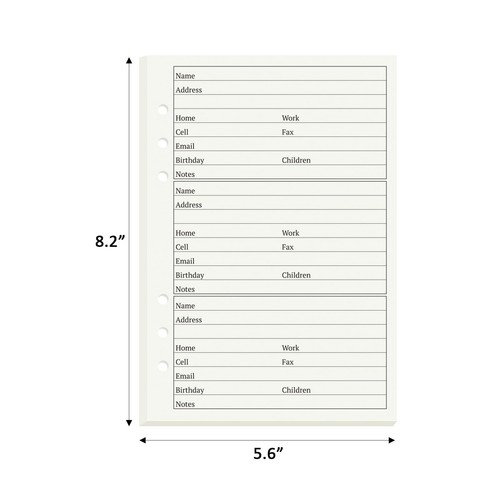 Address Book Refill Pages with Alphabetical Tabs, Large Print 600 ...